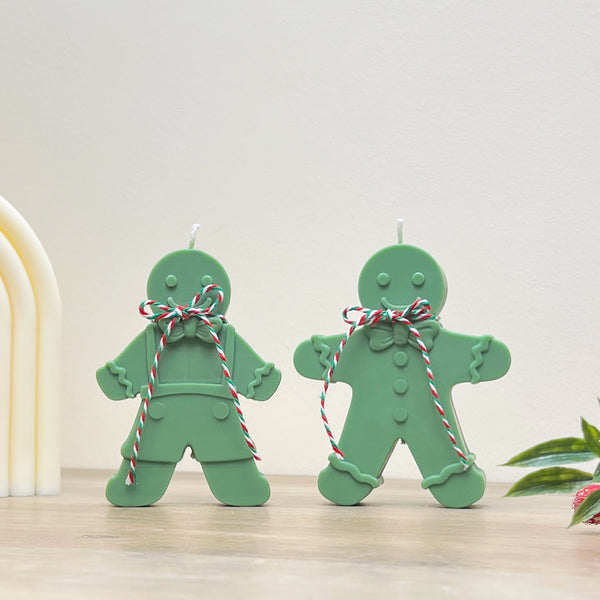 Green Christmas Gingerbread Man Candle - Gingerbread Christmas Candles ...